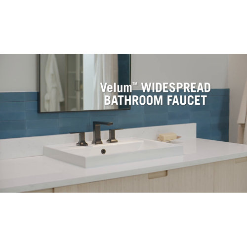 Delta Velum Widespread Bathroom Faucet 3 Hole, 2-handle Bathroom Sink Faucet with Drain Assembly ...